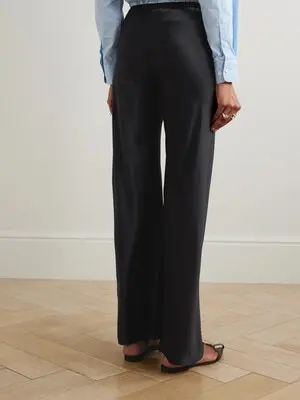 Comme Si Silk-charmeuse Straight-leg Pants - Black