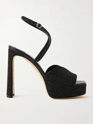 JIMMY CHOO Karly 125 Glittered Leather Sandals