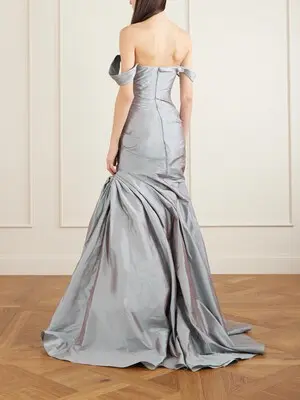 MARMAR HALIM One-shoulder Gathered Taffeta Gown