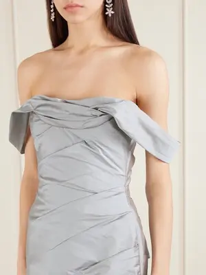 MARMAR HALIM One-shoulder Gathered Taffeta Gown