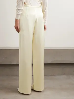 THE ROW Ardyn Hammered-silk Wide-leg Pants - Cream