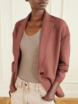 Brunello Cucinelli Embellished Belted Twill Wrap Jacket