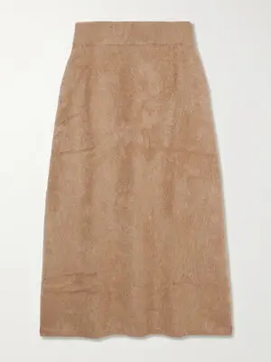LISA YANG Asta Brushed-cashmere Midi Skirt - Brown
