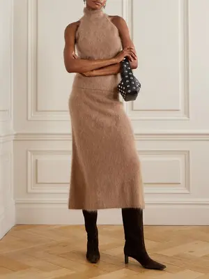 LISA YANG Asta Brushed-cashmere Midi Skirt - Brown