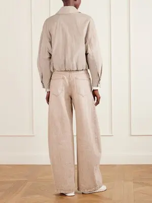 Brunello Cucinelli Embellished Padded Cotton-blend Corduroy Bomber Jacket - Neutrals