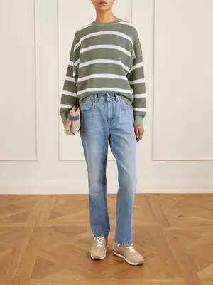 Brunello Cucinelli Striped Open-knit Cotton Sweater