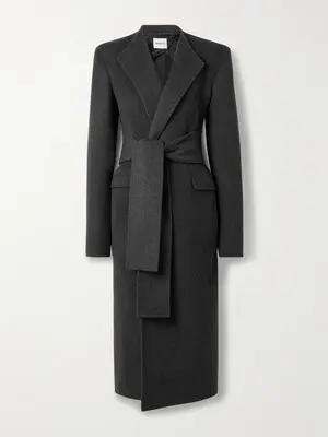 Khaite Jelson Belted Wool-felt Coat - Gray