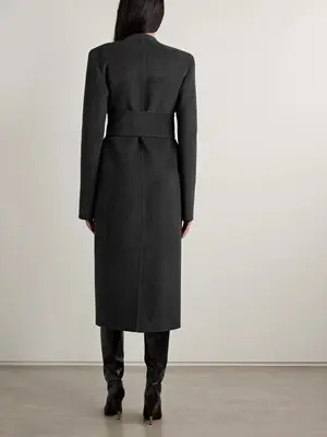 Khaite Jelson Belted Wool-felt Coat - Gray