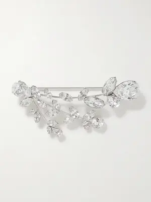 JENNIFER BEHR Apolline Crystal Brooch - Silver