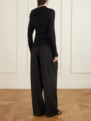 LISA YANG Agie Ribbed One-shoulder Sweater - Black