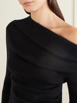 LISA YANG Agie Ribbed One-shoulder Sweater - Black