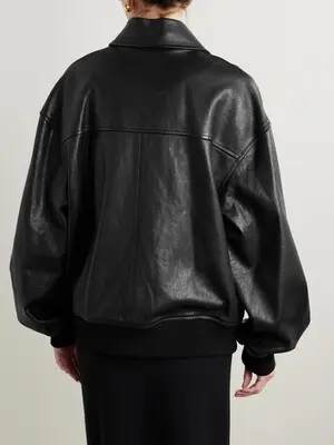 Khaite Shelman Leather Bomber Jacket - Black