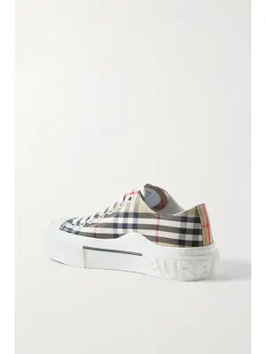 Burberry Checked Canvas Sneakers - Neutrals