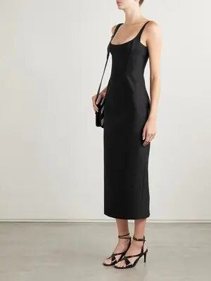Khaite Lotte Wool And Silk-blend Midi Dress - Black