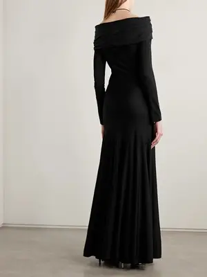 Khaite Genesis Off-the-shoulder Jersey Maxi Dress