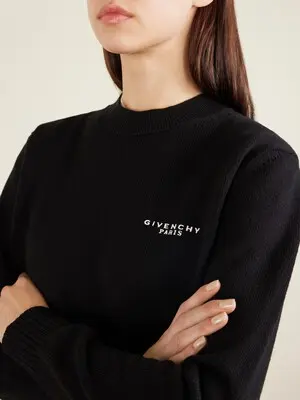 Givenchy Embroidered Wool And Cashmere-blend Sweater - Black
