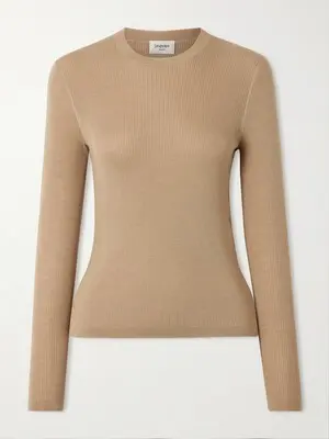 Saint Laurent Ribbed-knit Wool, Cashmere, And Silk-blend Top