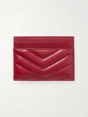 Saint Laurent Cassandre Matelassé Leather Cardholder - Red