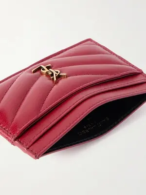 Saint Laurent Cassandre Matelassé Leather Cardholder - Red