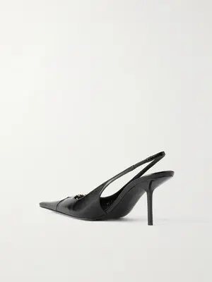 Saint Laurent Babylone Embellished Glossed-leather Slingback Pumps