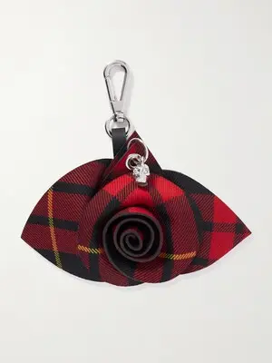 Alexander McQueen Silver-tone Checked Jacquard Bag Charm - Red