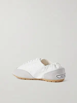 Saint Laurent Lewis Suede-trimmed Leather Sneakers - White