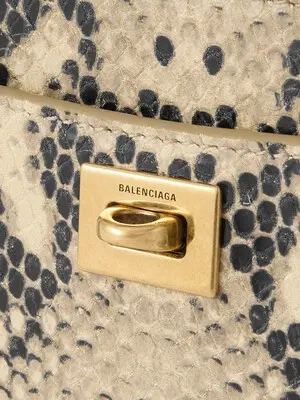 Balenciaga Rodeo Snake-effect Leather Shoulder Bag