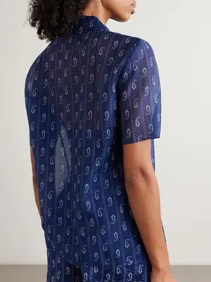 Tory Burch Printed Cotton And Silk-blend Shirt