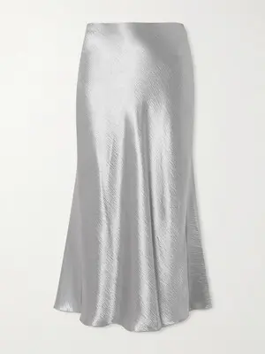 Tory Burch Flared Crinkled Satin Midi Skirt