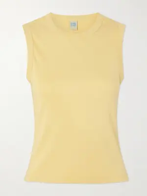 FLORE FLORE Esmé Ribbed Organic Cotton-jersey Tank - Yellow
