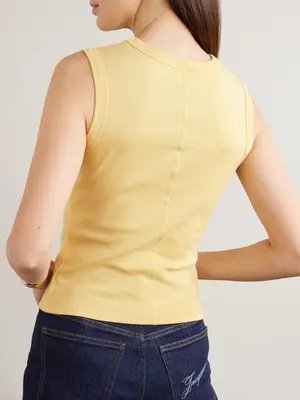 FLORE FLORE Esmé Ribbed Organic Cotton-jersey Tank - Yellow