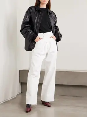 AGOLDE Beth Asymmetric Draped Cotton-jersey T-shirt
