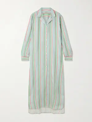 Comme Si Striped Silk-twill Midi Shirt-dress - Multi