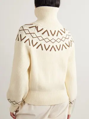 Varley Sigrid Fair Isle Knitted Half-zip Sweater - Neutrals
