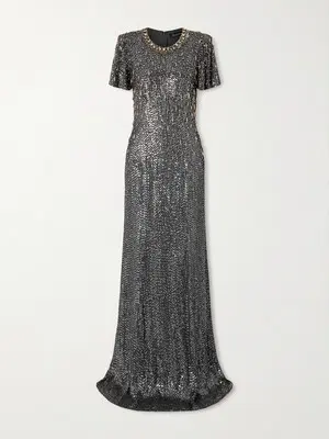 Jenny Packham Serenity Crystal-embellished Sequined Gown