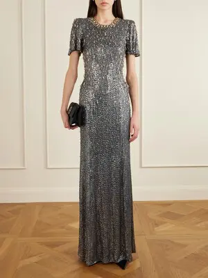 Jenny Packham Serenity Crystal-embellished Sequined Gown