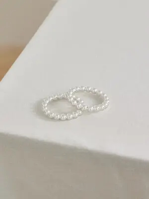 Christofle Perles Set Of Two -plated Napkin Rings - Silver