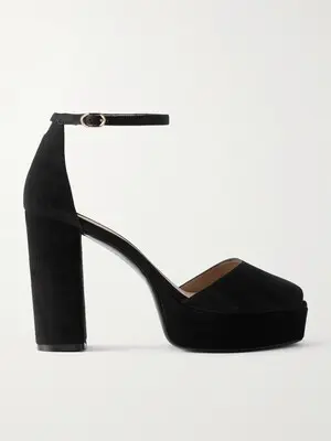 STUART WEITZMAN Suede Platform Sandals - Black