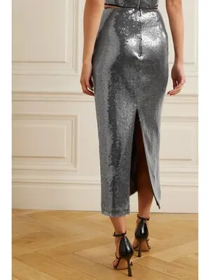 David Koma Sequined Tulle Midi Skirt
