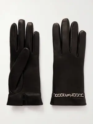 Saint Laurent Leather Gloves - Black