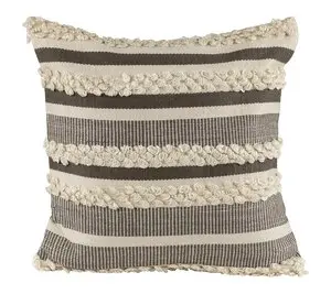 NORTHLIGHT 20' Gray & Cream Handloom Woven Thro W Pillow - One-color