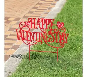 GLITZHOME 23.25'h Metal Happy Valentine's Day G Arden Stake - One-color
