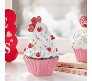 GLITZHOME S/2 Valentine's Resin Cupcakes Table Decor