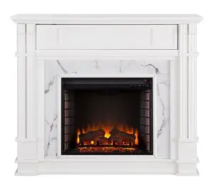 SEI FURNITURE Sei Highgate Faux Cararra Marble Electric Media Fireplace - One-color