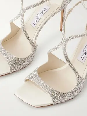 JIMMY CHOO Azia 95 Crystal-embellished Satin Sandals - Silver