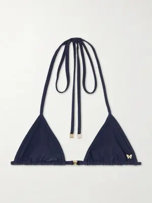 Kiki De Montparnasse Coeur Embellished Triangle Halterneck Bikini Top - Blue