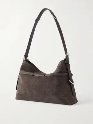 Givenchy Voyou Medium Buckled Suede Shoulder Bag - Gray
