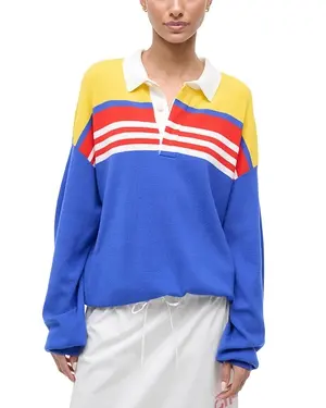 Staud Sail Color Blocked Polo Shirt