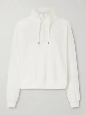 Brunello Cucinelli Appliquéd Cotton-blend Piqué Sweatshirt - Neutrals