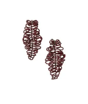Brunello Cucinelli Beaded Leaf Earrings - Red